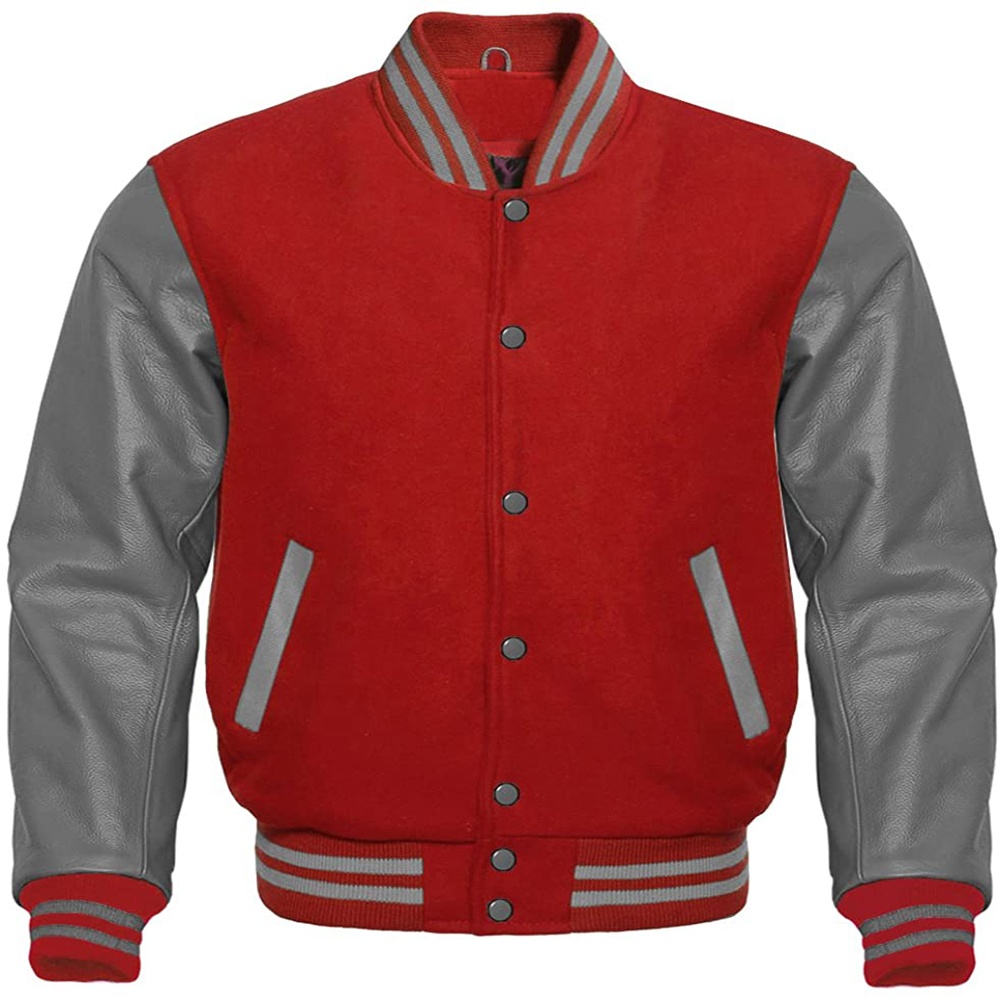 Custom varsity jacket with leather sleeves polyester